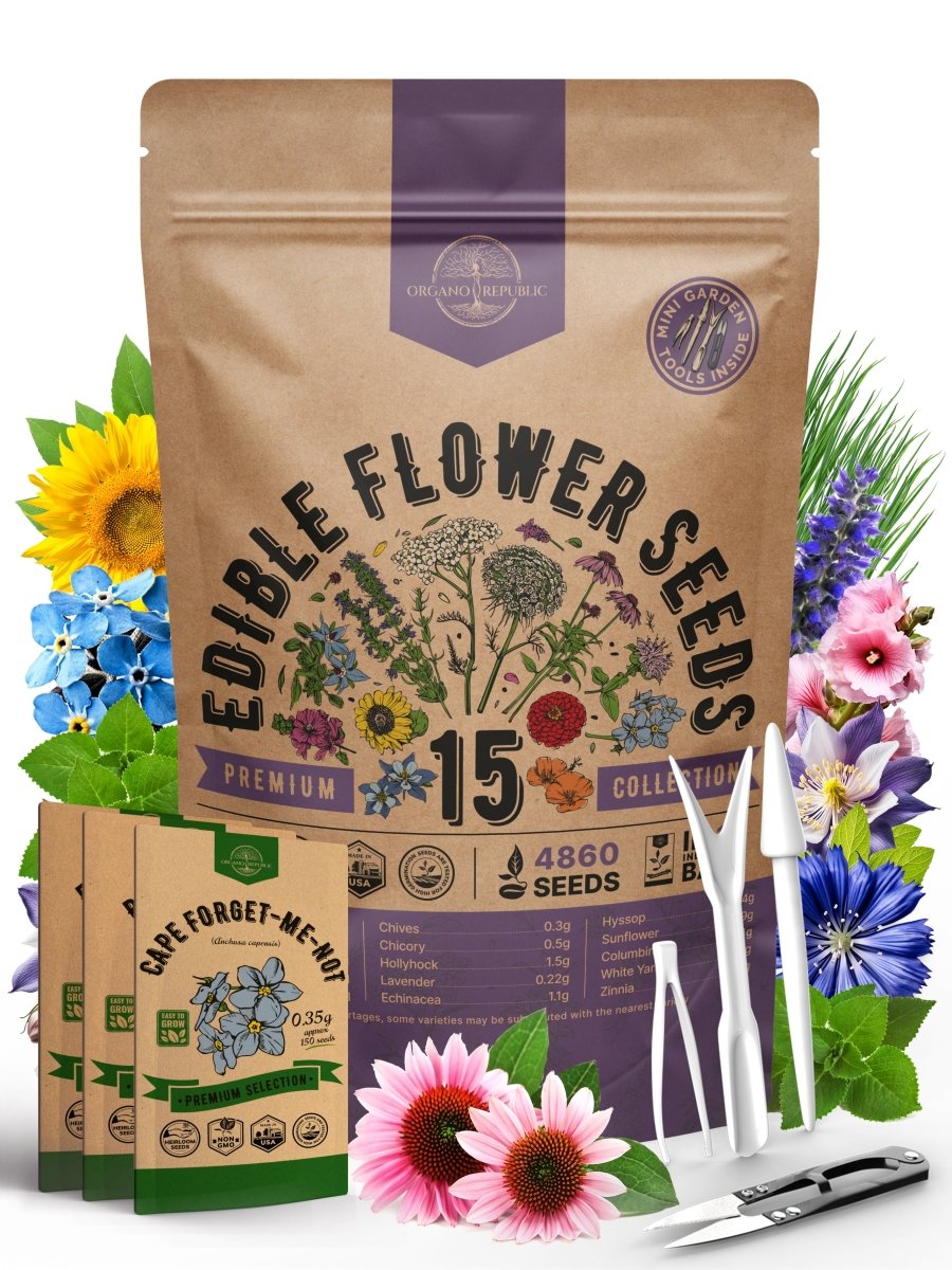 15 Edible Flower Seeds Variety Pack for Planting Indoor & Outdoors ...