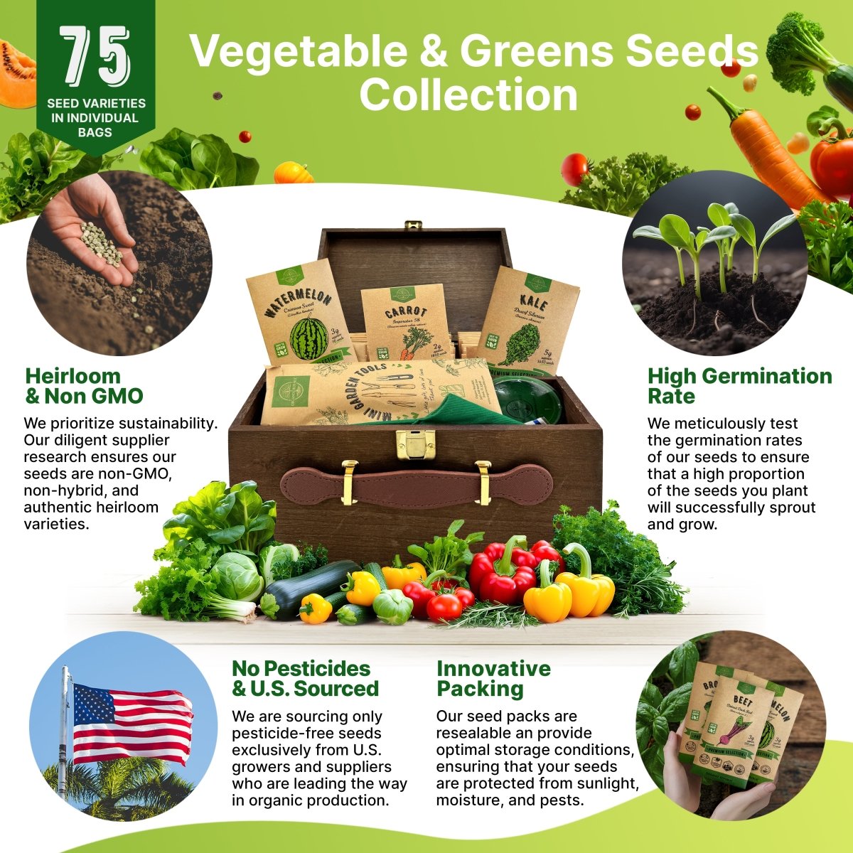 75 Greens & Vegetable Seeds Variety Pack - Buy Online at the Best Price ...