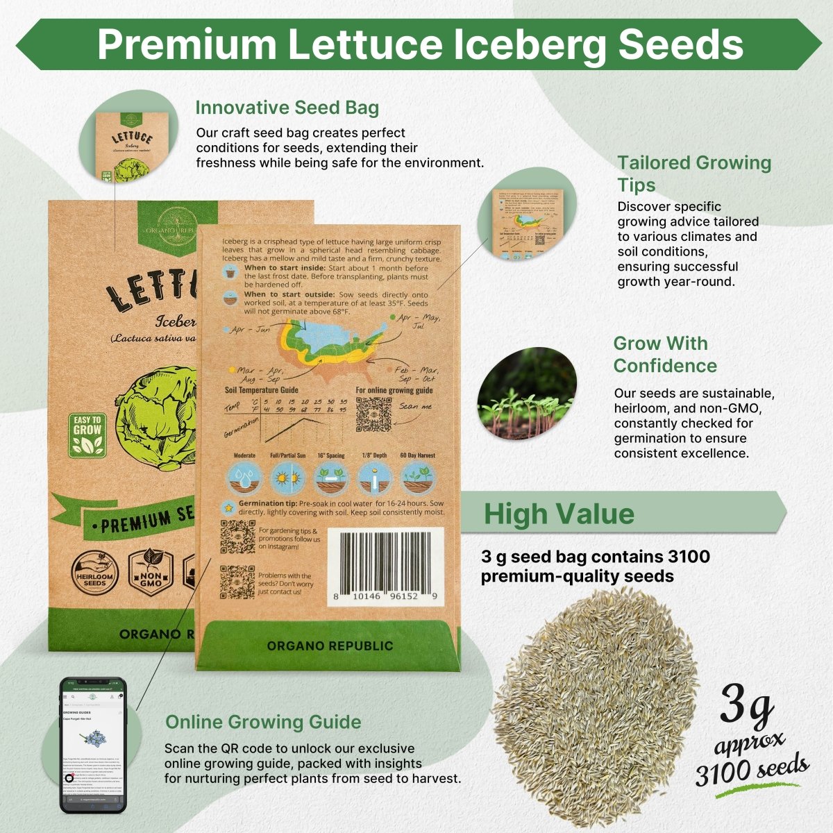 Lettuce Iceberg Seeds Pack 3G - Buy Online at the Best Price $5.49 from ...